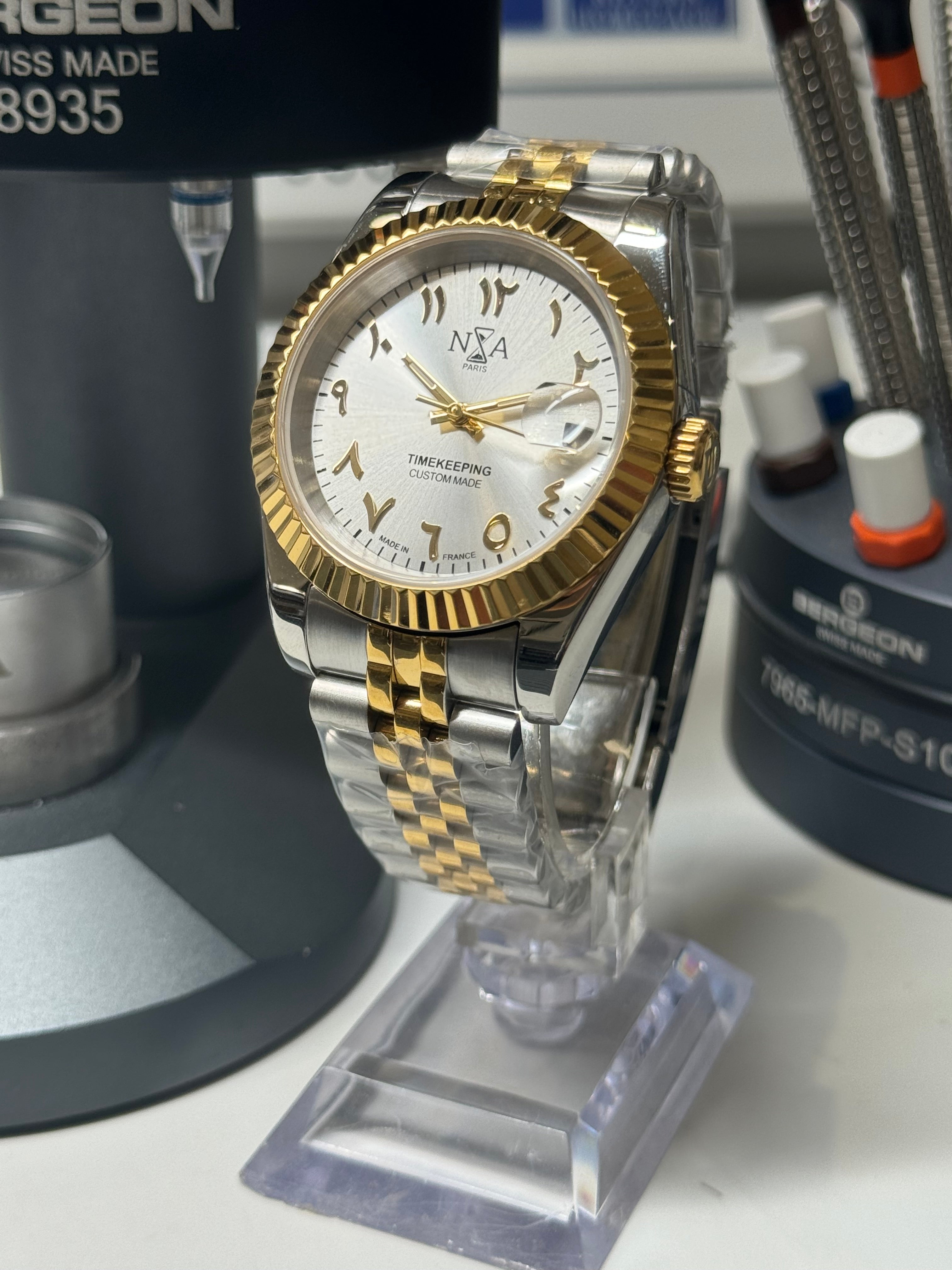Seiko MOD - N.A Classic Date 36/40mm Acier Cadran Arabic WHITE SILVER ...