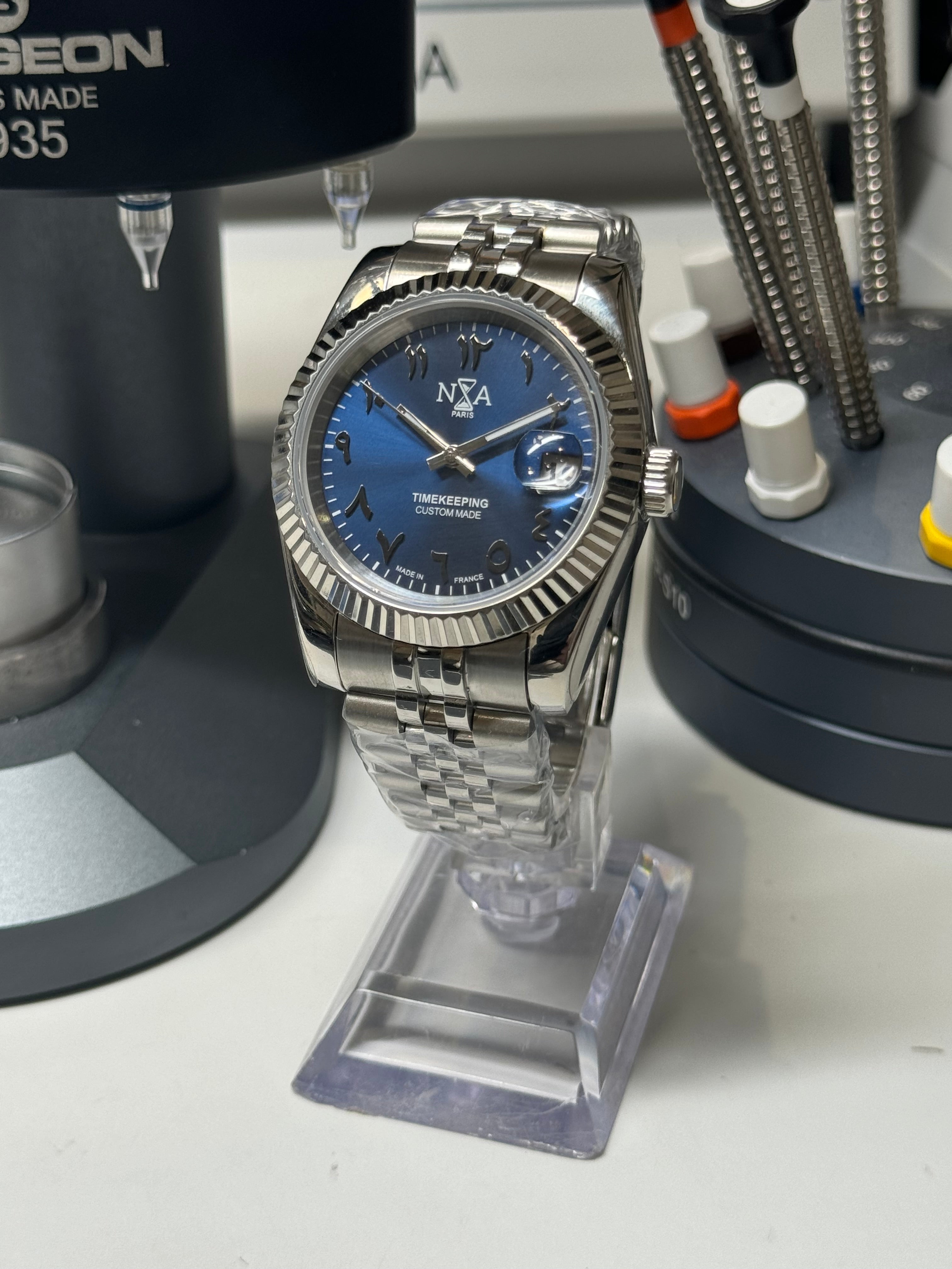 Seiko MOD - N.A Classic Date 36/40mm Acier Cadran Arabic BLEU OCEAN ...