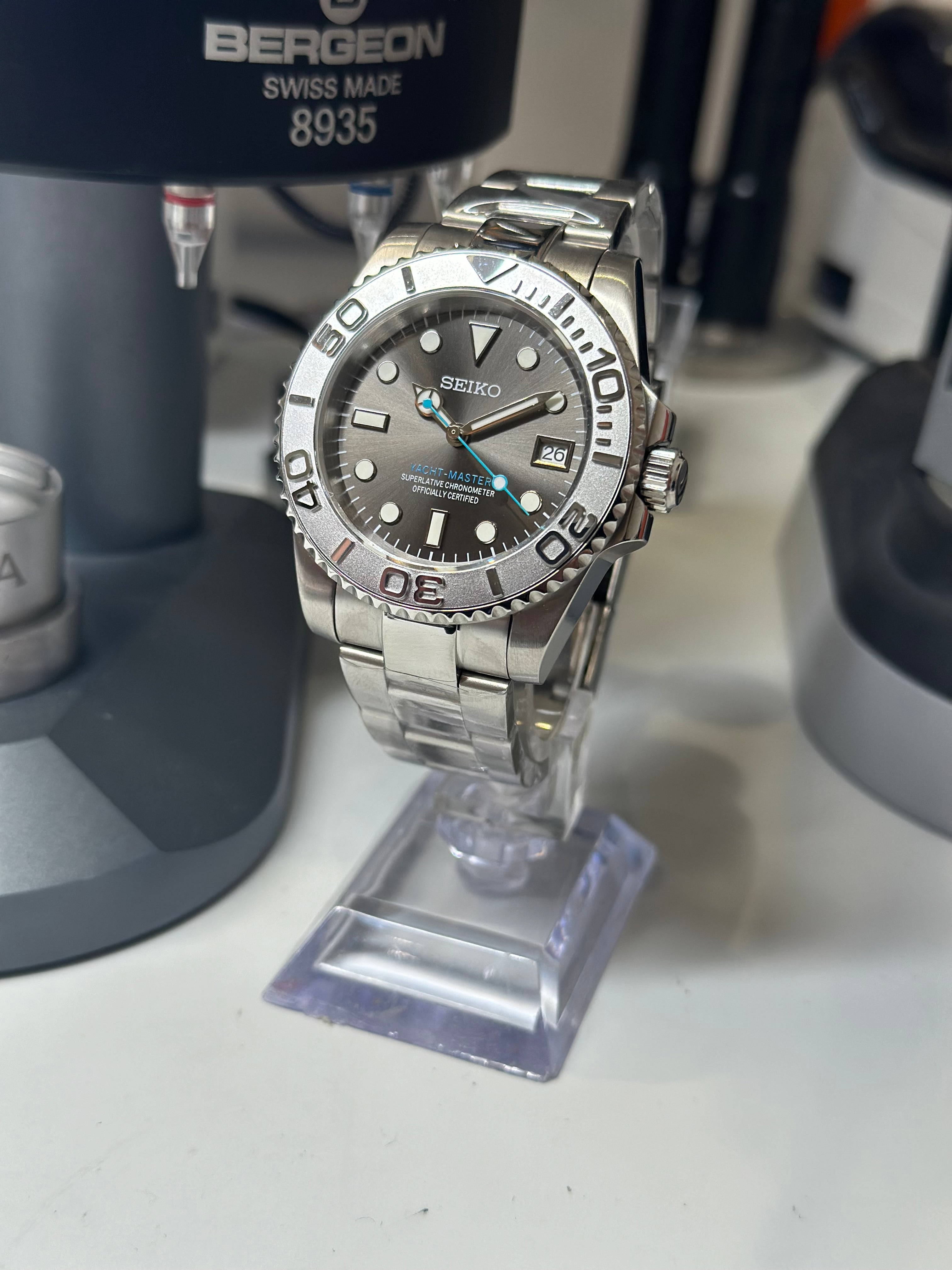 Seiko MOD - DIVER Cadran Ardoise Lunette Acier Turquoise – Atelier N.A ...