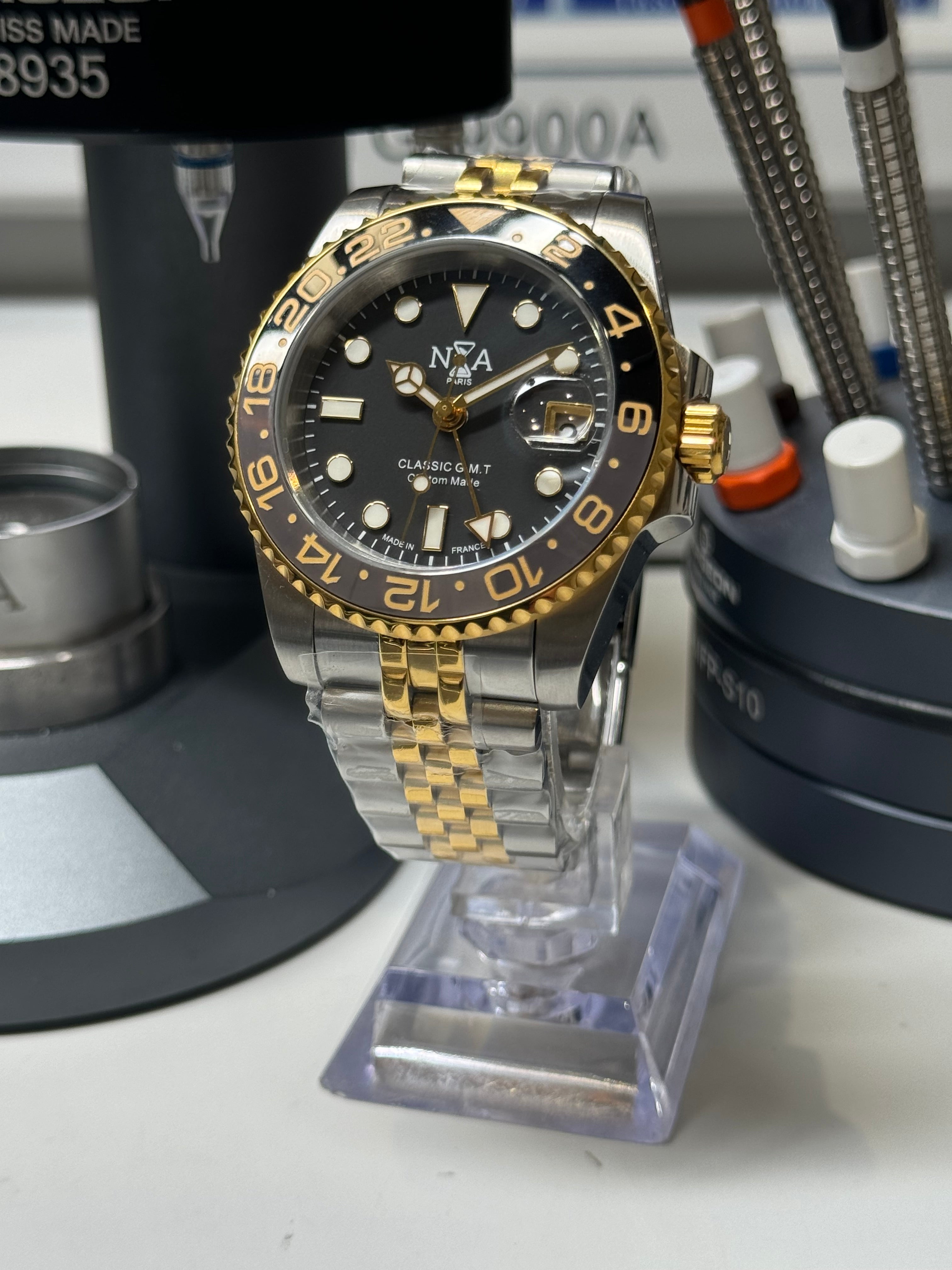 Seiko MOD - N.A Classic GMT ceramique BI-TON OR JAUNE / Acier ZOMBIE ...